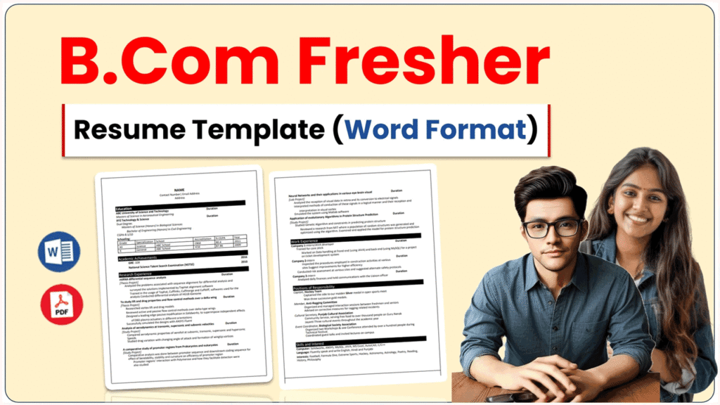 B.Com Fresher Resume Template – Free Download in Word Format
