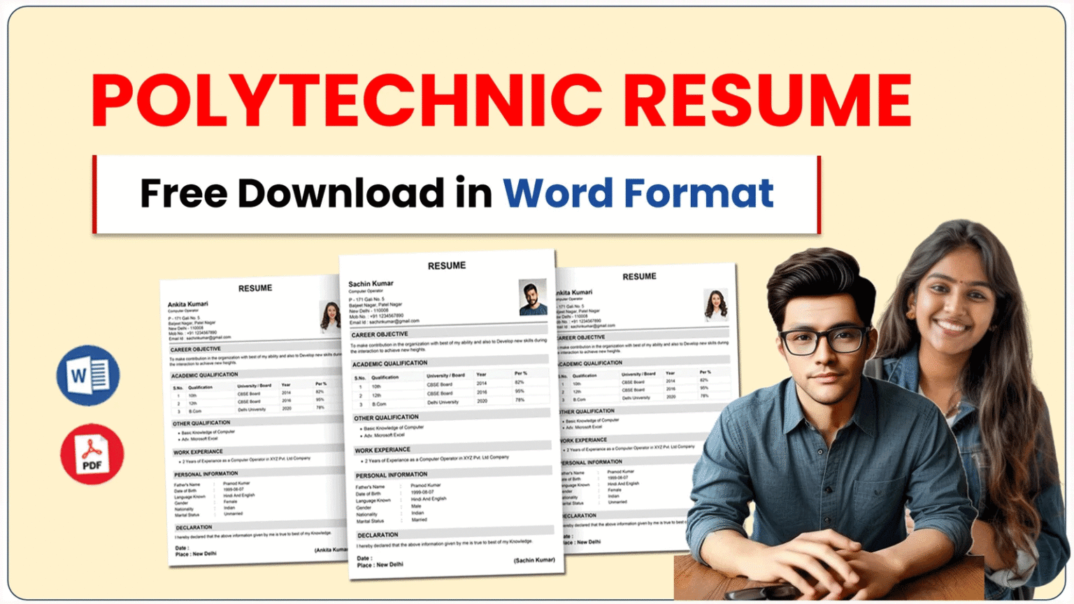 Polytechnic Student Resume Template – Free Download in Word Format