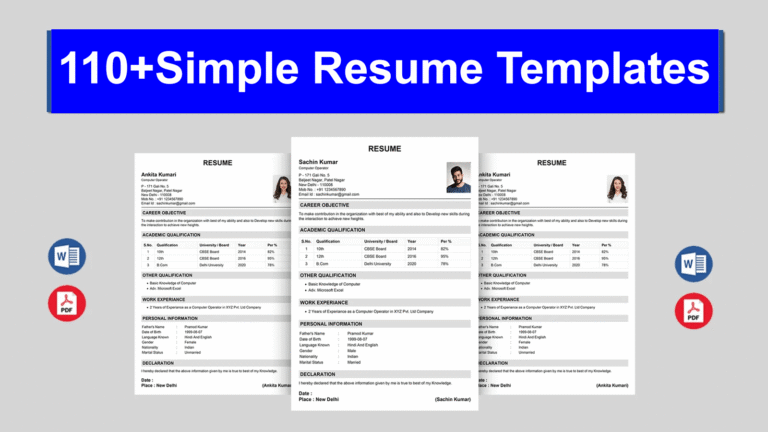Best Resume Templates for Freshers | Free Word & PDF Download