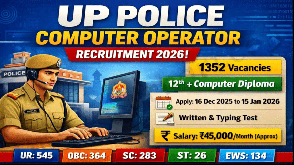UP Police Computer Operator Grade A Recruitment 2026 Apply Online