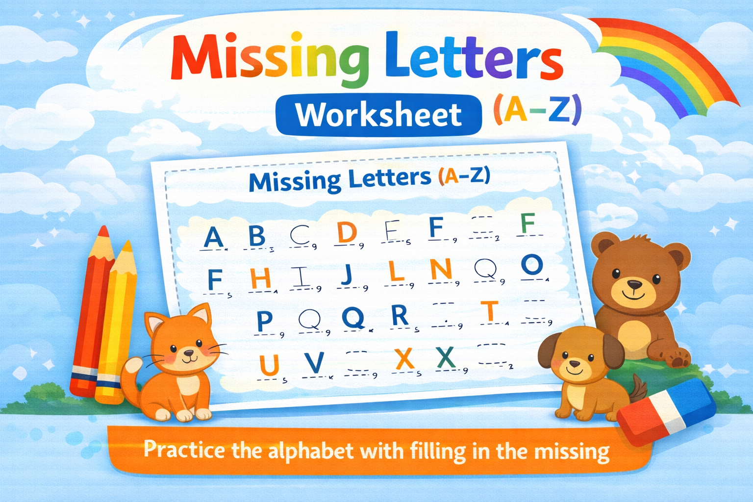 Missing Letters (A–Z) Worksheet PDF Download